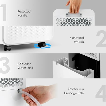 Costway 32 Pints 2000 Sq. Ft Dehumidifier for Home & Basements w/3 ...