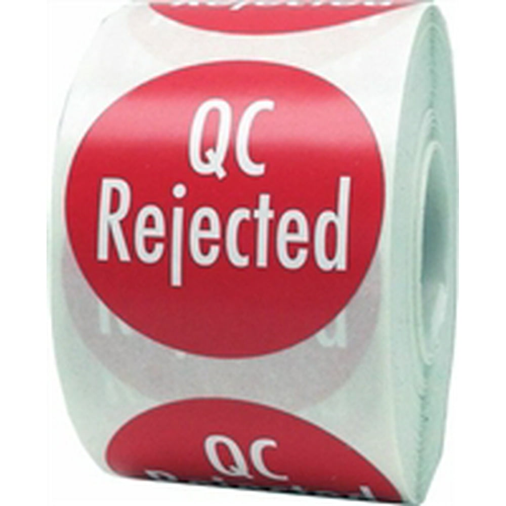 Red with White "QC Rejected" Stickers | 1.5" Inches Round | 500 Pack ...