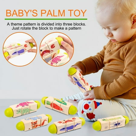 Drppepioner Kids toys Wooden Rotatable Blocks Jigsaw-Puzzle Blocks toys Rotating Wooden Puzzle ...