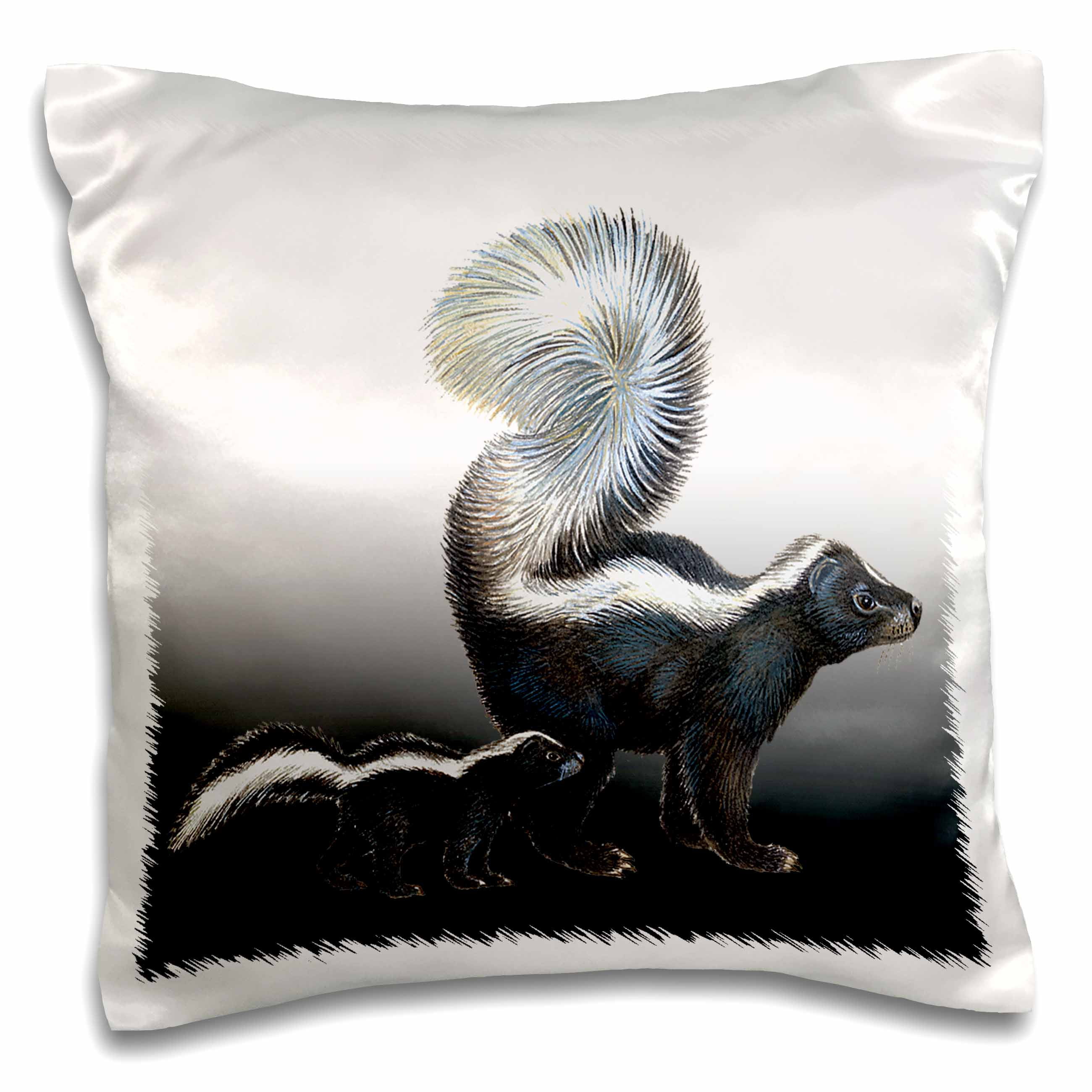 Momma Skunk and Her Baby On a Gradient Blue Gray Background 16x16 inch Pillow Case pc-170880-1 ...