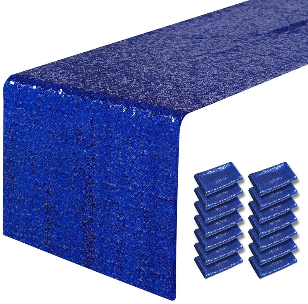 12 x 72 inches Royal Blue Sequin Table Runner, Glitter Table Runner for ...