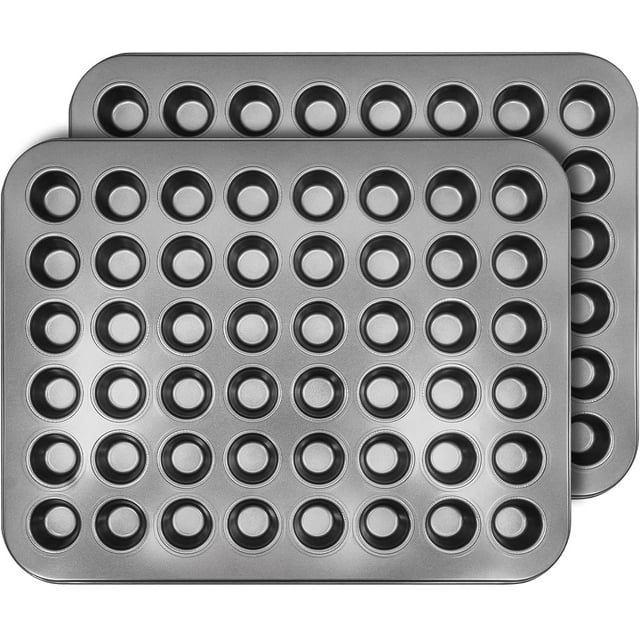 2 Pack Nonstick Muffin Baking Pan 48 Cups Carbon Steel Cupcake Pan Mini ...