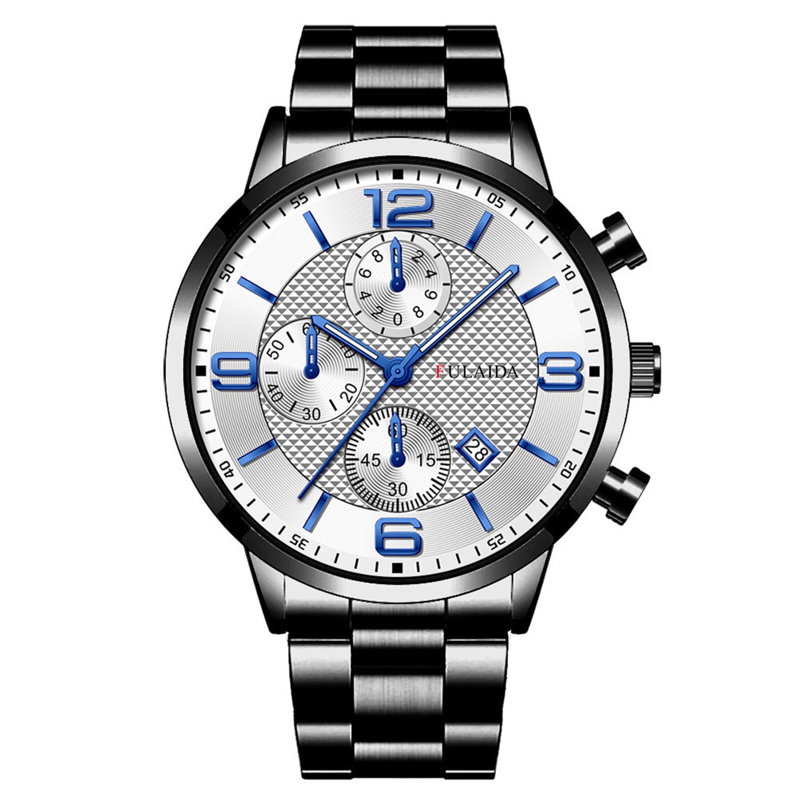 Watches for Men Fashion Sport Stainless Steel Case Steel Band Quartz ...