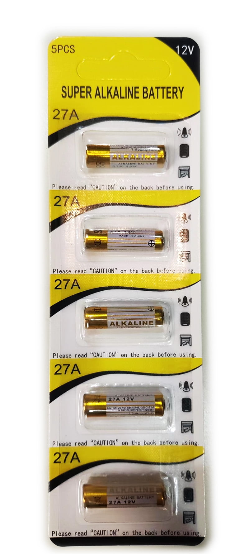 5Pcs Per Pack 27A, L828, LR27, A27, V27GA, GP27A, MN27 Battery 12V ...