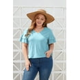 AURA Women Plus Size T Shirt V Neck Short Sleeve Loose Fit Casual ...