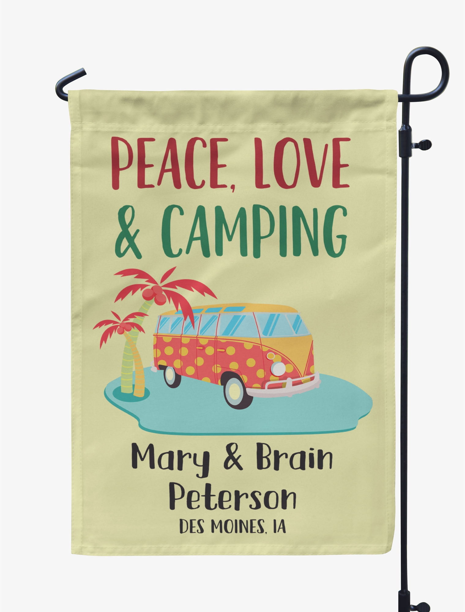 Printtoo Tan Peace| Love & Camping Beach CampingFlagCustom Personalized ...