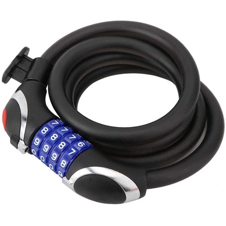 Bicycle Security Steel Cable Lock with Light Heavy Duty 4 Digit ...