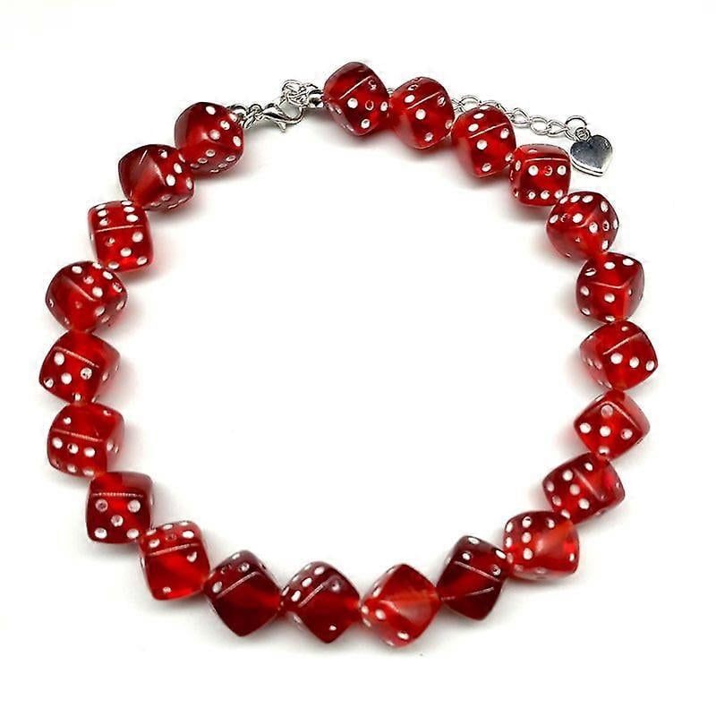 Click here for Be Better Red Dice Beaded Necklace  Punk Style Jew... prices