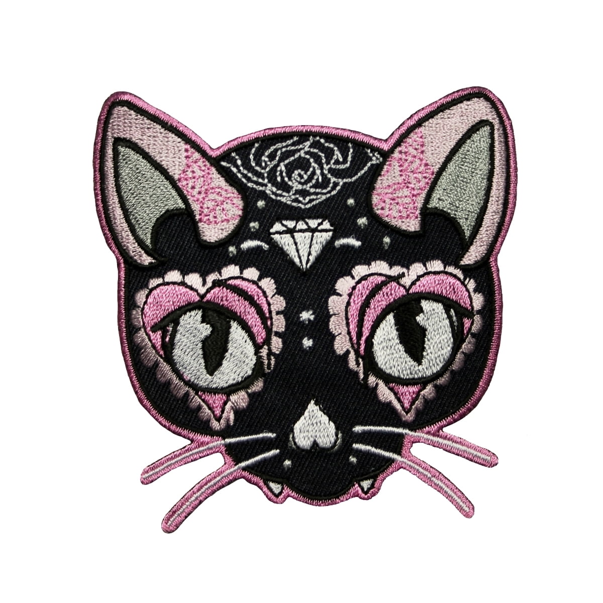 Miss Cherry Martini Pink Cat Patch Cute Sugar Skull Embroidered Iron On ...