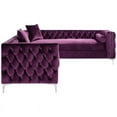Maklaine 120" Velvet Right Facing Corner Sectional Sofa in Purple ...