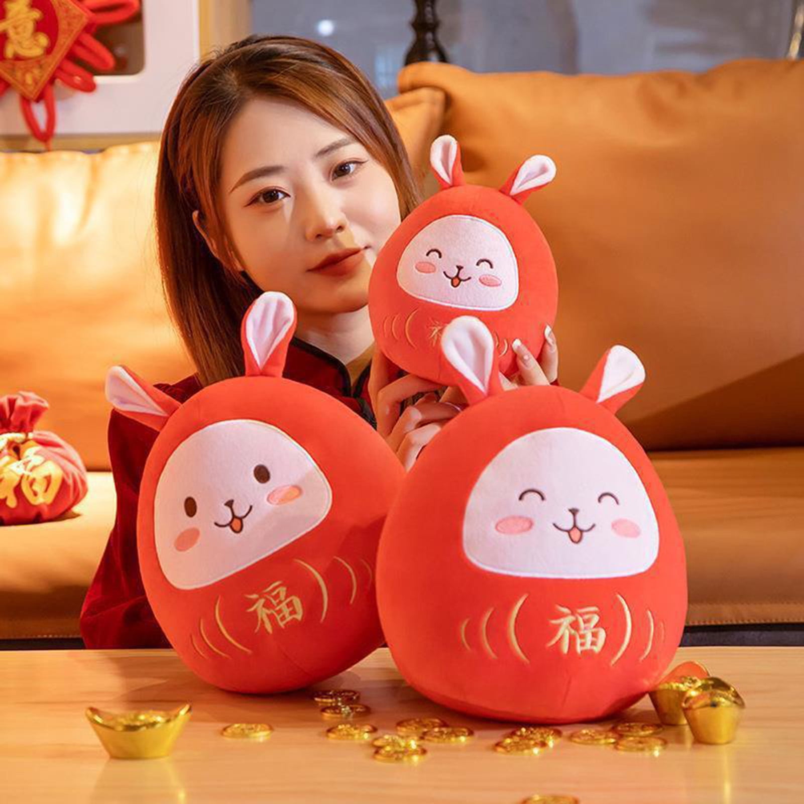 Skindy 6/18/28cm Rabbit Plush Doll Chinese Style Lucky Red Lovely ...