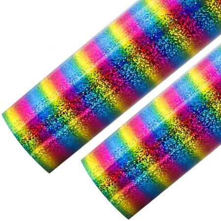 2 Sheets 2 x 20 inches Holographic Stripe Multi Heat Transfer Vinyl HTV ...