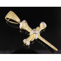 10K Yellow Gold Trident Maserati Logo 2" Canary And White Diamond ...