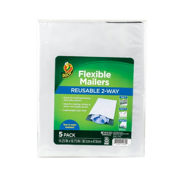 Duck Self-Seal Reuseable Poly Flexible Mailer, 14" x 18", Solid Print ...