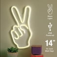 BrightSide Peace Hand 14" Neon LED Decorative Wall Sign, USB-Powered ...