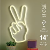 BrightSide Peace Hand 14" Neon LED Decorative Wall Sign, USB-Powered ...
