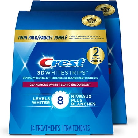 Crest 3D Whitestrips Glamorous White Twin Pack At-Home Teeth Whitening ...