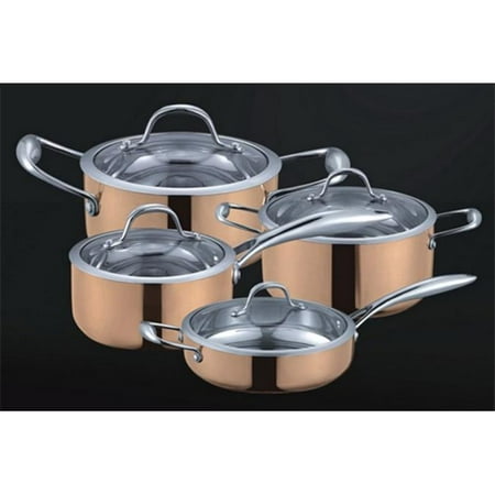 Fancy Cook 5-ply Copper 8 Pieces Cookware Set with Tempered Glass Lid ...