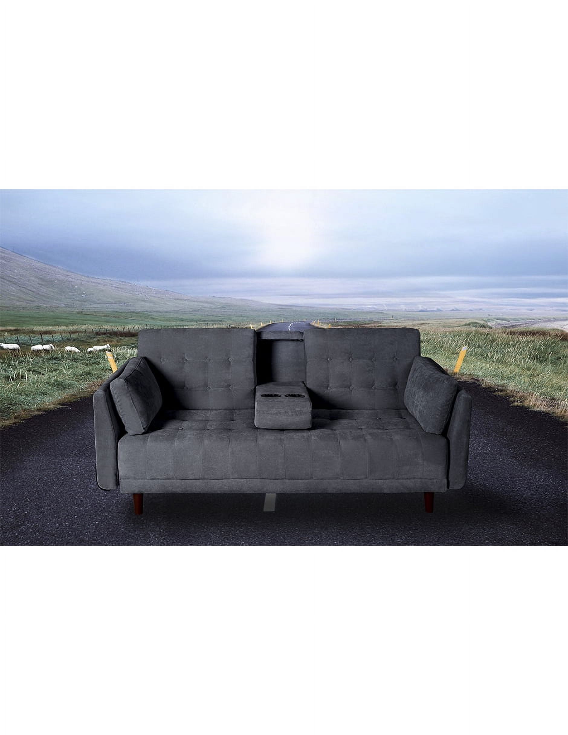 Sofá Cama con Portavasos de Velvet Gris Oxford con Tecnología Beehive ...