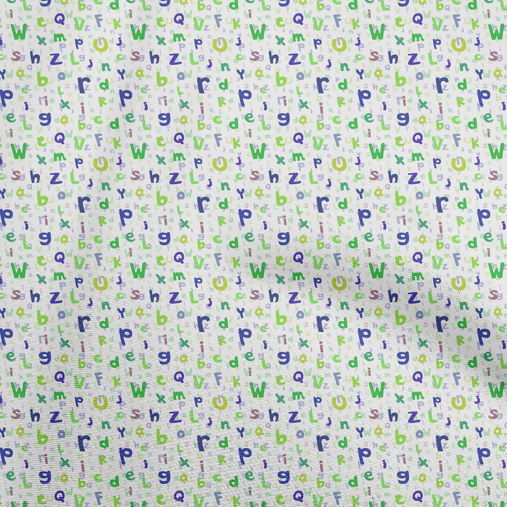 oneOone Cotton Silk Pear Green Fabric Alphabet Quilting Supplies Print ...