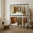 "Nefoso Heavy-Duty Movable Double Rails Garment Rack with 4 Wheels, 71 ...
