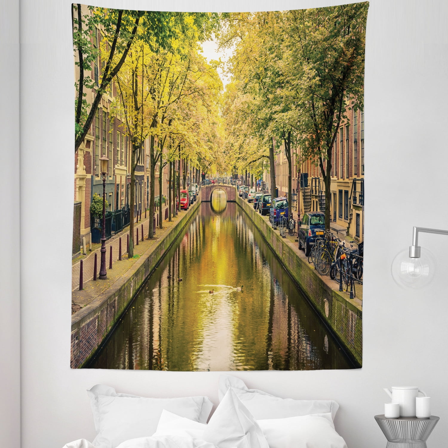 Amsterdam Tapestry, Bridge over Canal in the Capital of Holland with ...