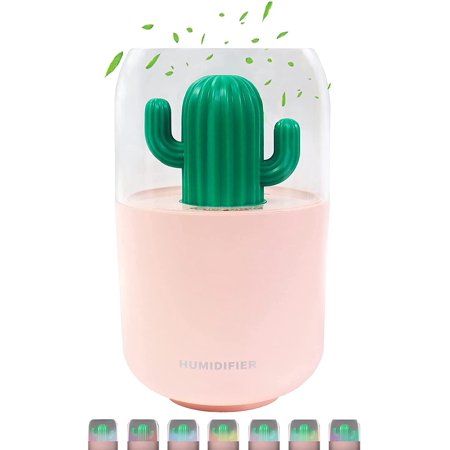 Mini Humidifier, 300ml USB Cool Mist Portable Cactus Humidifier with Ni ...