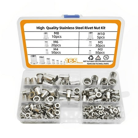 babydream1 165 Pieces/Box Screw Bolts Carbon Steel Screws Rivet Nut ...