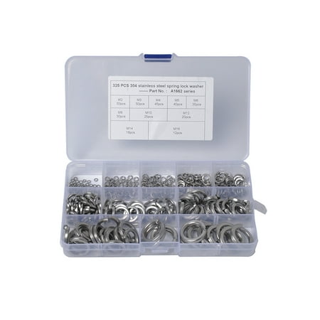 Hi.FANCY 325PCS/Set Spring Washers Stainless Steel Split Lock Washers ...