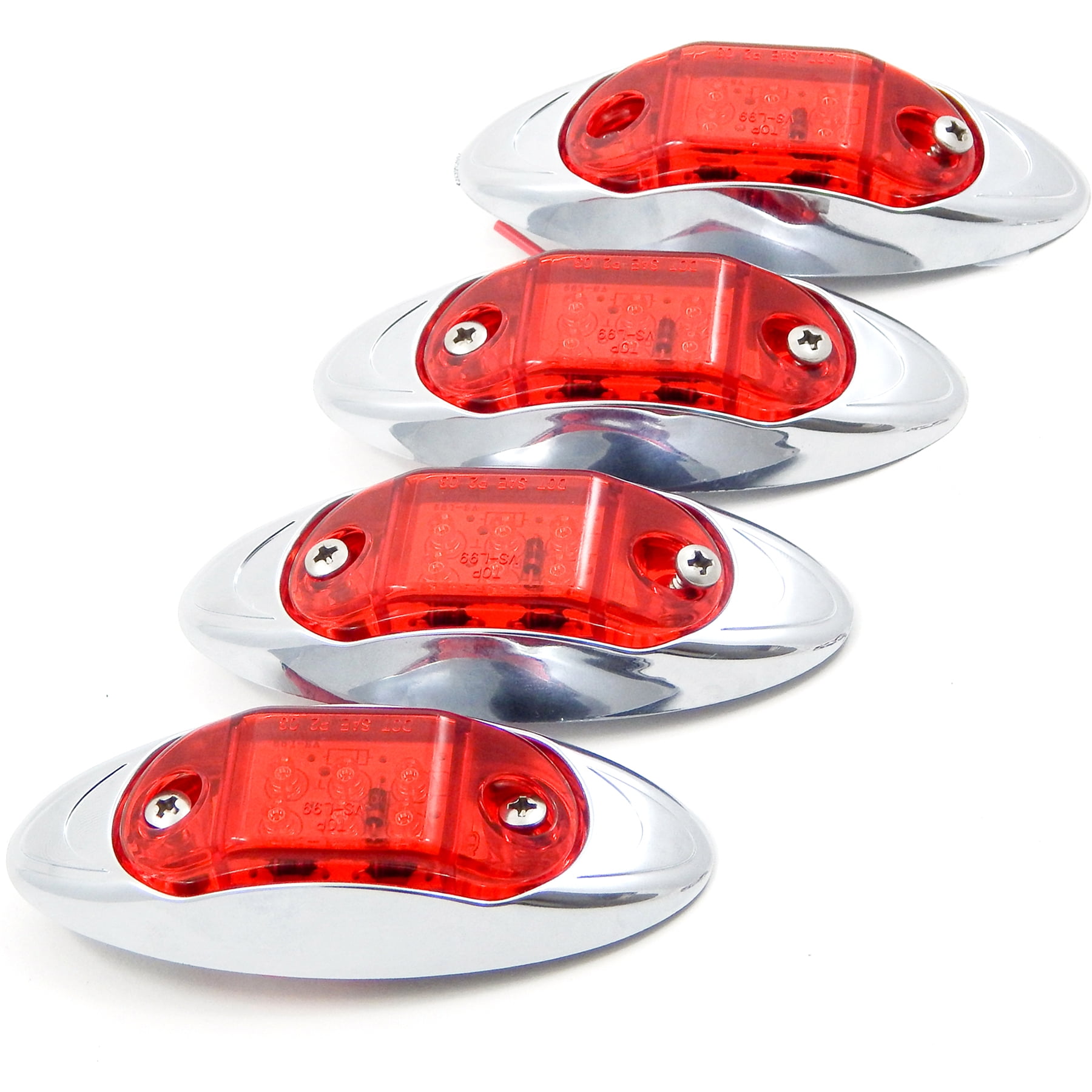 Red Hound Auto 4 Red Clearance Side Marker Lights 6 LED Sealed Truck ...