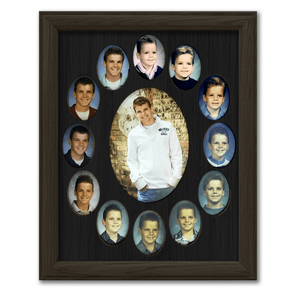 School Years Picture Frame - Oval Collage - Holds 2x3 Wallet Photos - K ...
