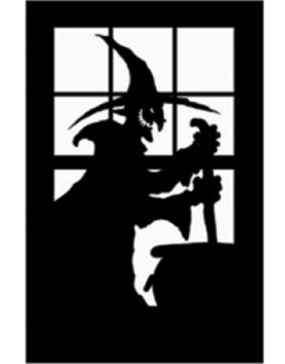 Witch Halloween Window Silhouettes