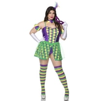 Sky Hosiery 71158-ML Womens Mardi Gras Babe Costume, Multi Color ...