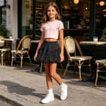 Dlentnea Girls Skirt School Uniform Ruffled Pleated Mini Skirts Elastic ...