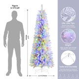 SHareconn 6ft Premium Prelit Artificial Hinged Slim Pencil Christmas Tree with Remote Control ...