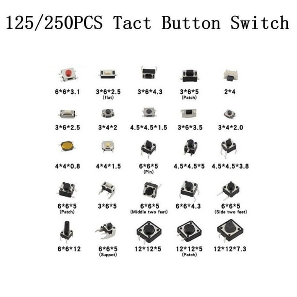 Lefu 25Types/Set Values Tactile Push Button Switch Micro Momentary Tact Assortment - Walmart.ca