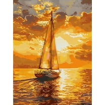 Sailboat in Ocean DIY 11CT Stamped Cross Stitch Kits for Beginners Easy ...