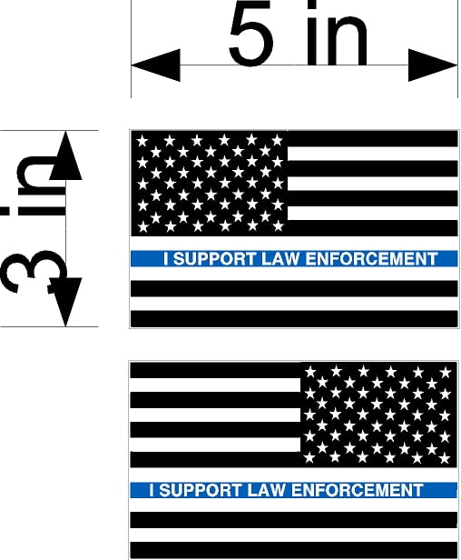PAIR OF I SUPPORT LAW ENFORCEMENT POLICE BLUE LINE FLAG VINYL DECALS ...