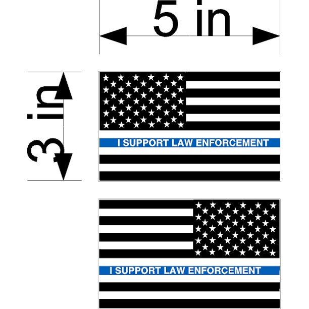 PAIR OF I SUPPORT LAW ENFORCEMENT POLICE BLUE LINE FLAG VINYL DECALS ...