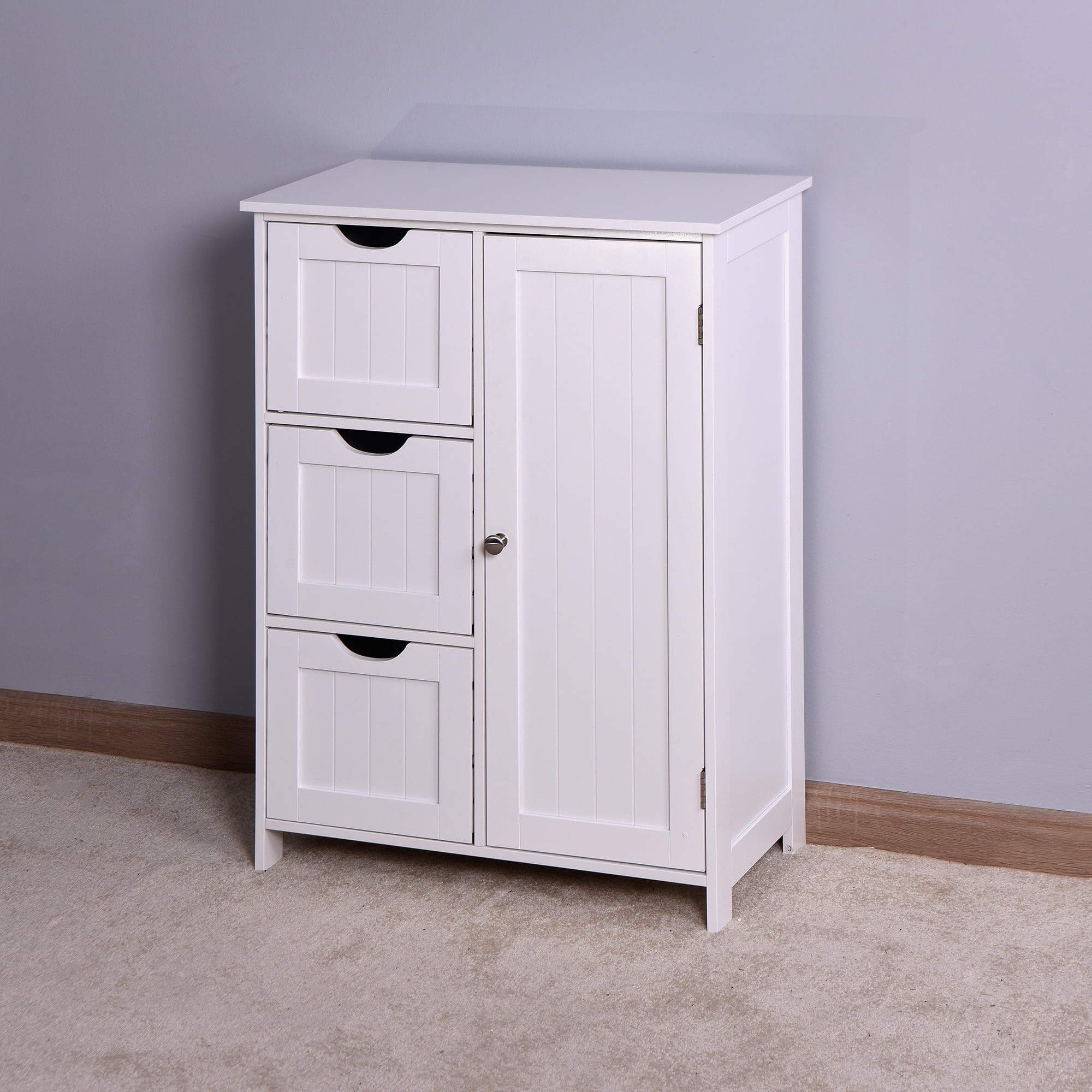 Floor Storage Cabinet, Free Standing Bathroom Storage Organizer, Wooden ...