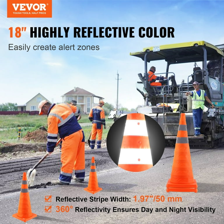 Orange Reflective Cones RoadHero 28-Inch Collapsible Traffic Cones 6 ...