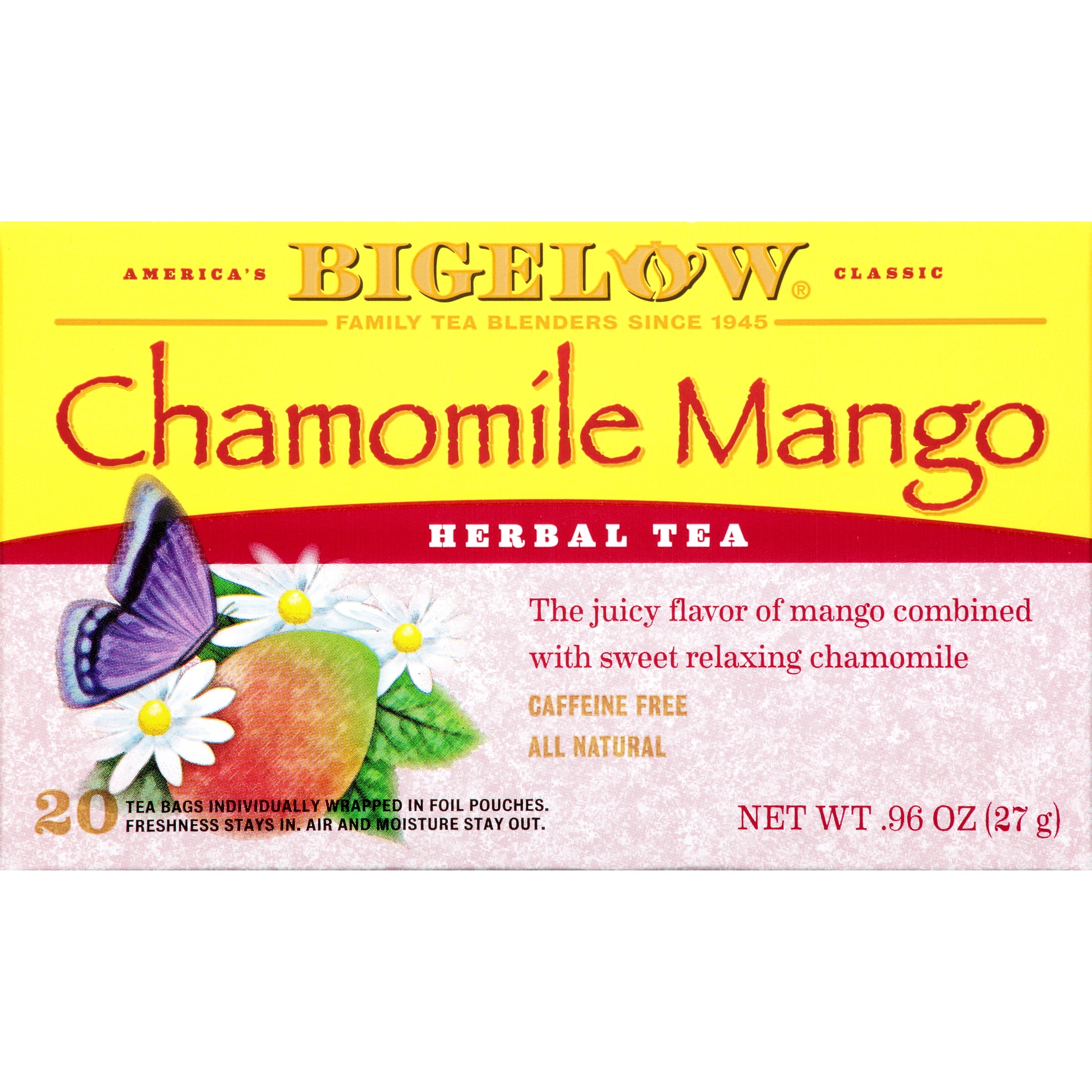 Bigelow Chamomile Mango, Caffeine-Free Herbal Tea Bags, 20 Count ...