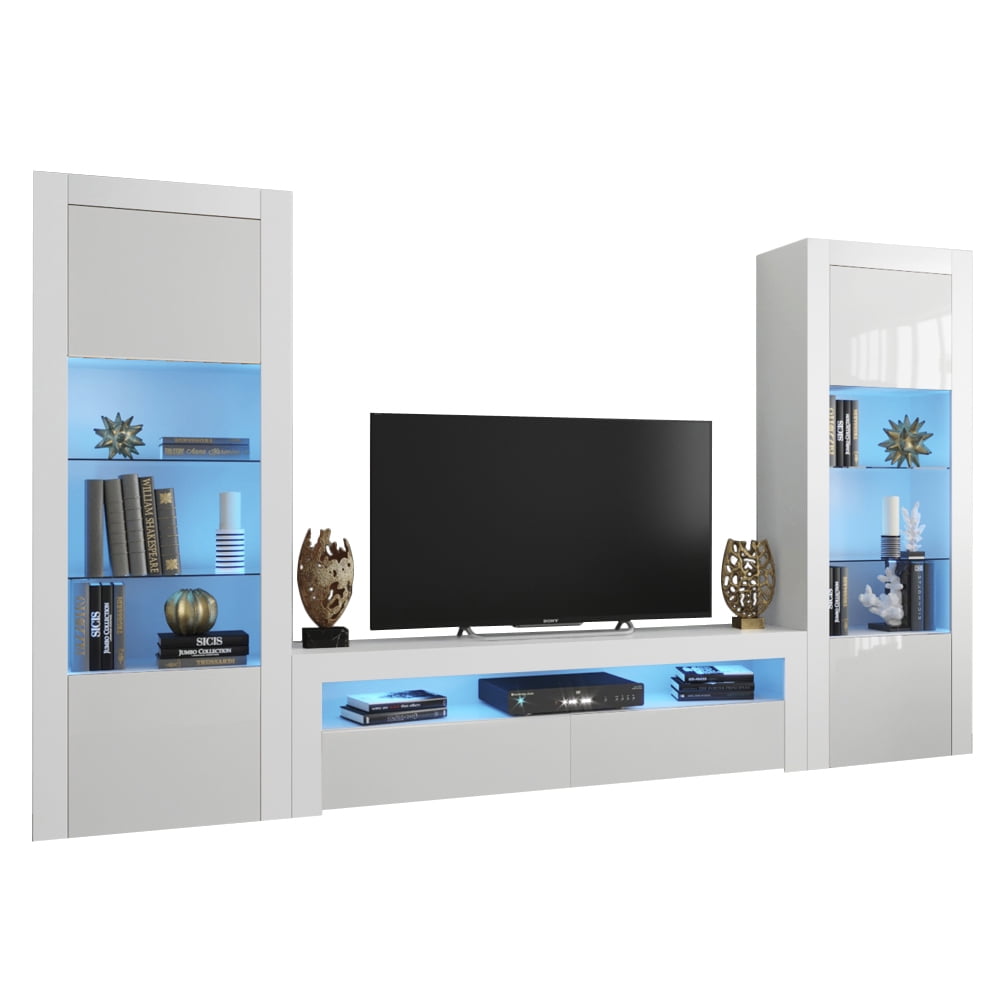 Milano Set CLA-BK-BK Modern Wall Unit Entertainment Center - Walmart.com