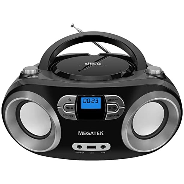 MEGATEK Portable CD Player Boombox with FM Radio, Bluetooth, and USB ...