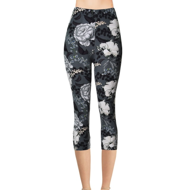 VIV Collection PLUS SIZE Printed Brushed Capris (Ageless Blossom ...