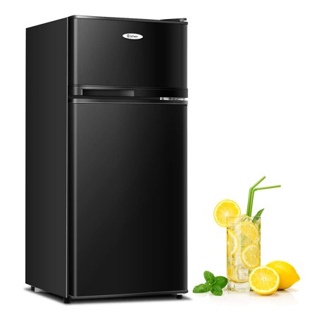 Moccha 3.4cu ft. Compact Refrigerator, Fridge Freezer w/Double Doors, 7 ...