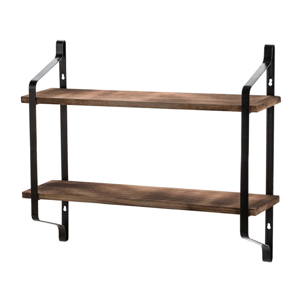 Hassch 2 Tiers Floating Shelves Industrial Wall Mounted Shelves for ...