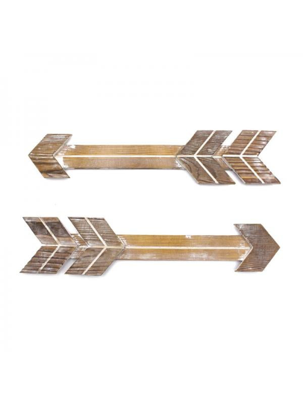 2 PCS Rustic Wood Arrow Sign Wall Decor, Dark Wooden Arrows Farmhouse ...