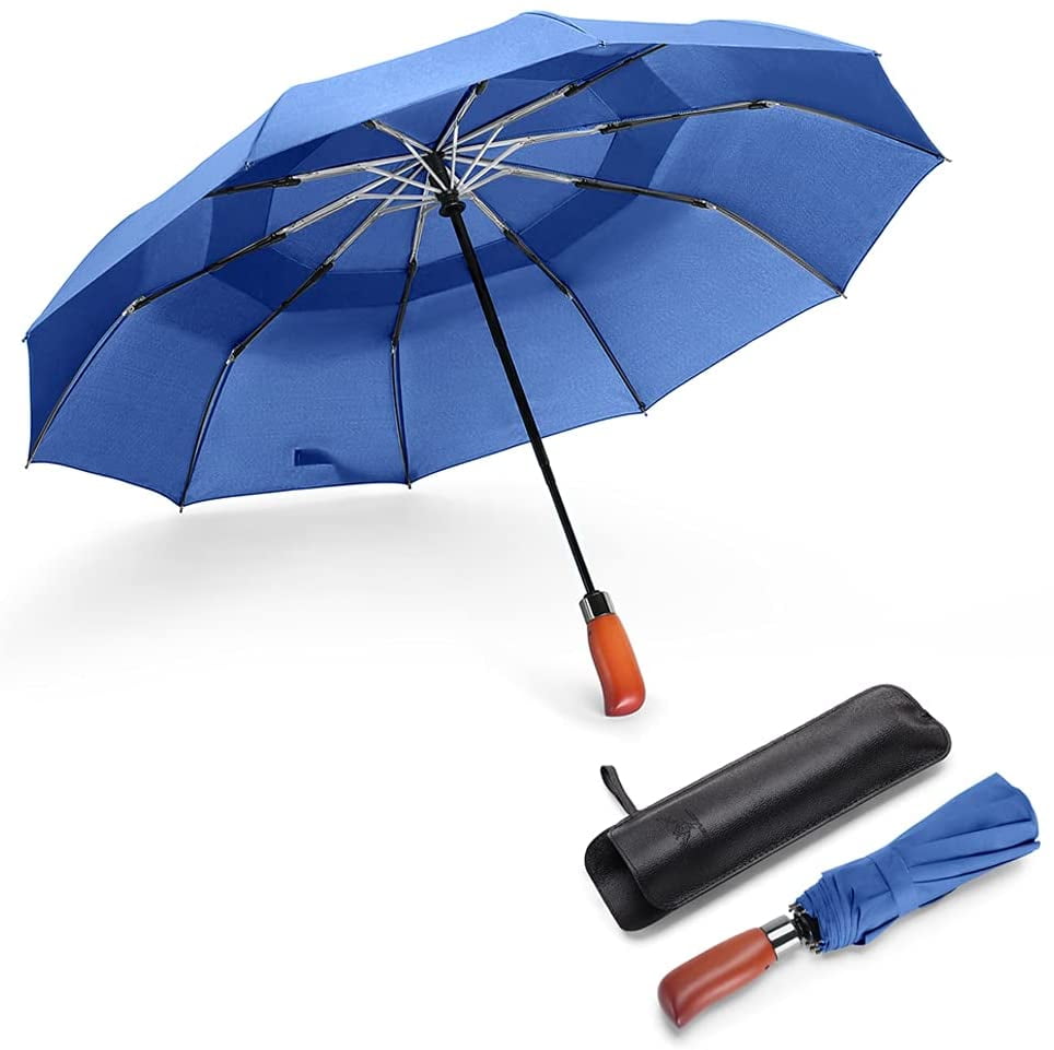 JIGUOOR 10 Ribs Folding Umbrella Windproof Compact Travel,Auto Open ...