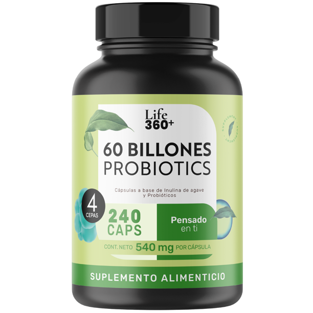 LIFE 360+ 60 Billones Probiotics | 240 Cápsulas | Cápsulas a Base de Inulina de Agave y ...